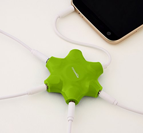 Amazon Basics 5-Way Multi Headphone Audio Splitter Connector, Lime Green