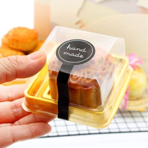50 Pack Gold bottom Clear cover plastic mini cake box - muffin box - moon cake box - mung bean cake snow Mei Niang box(bottom 2 Inch X high 1-1/2 Inch)