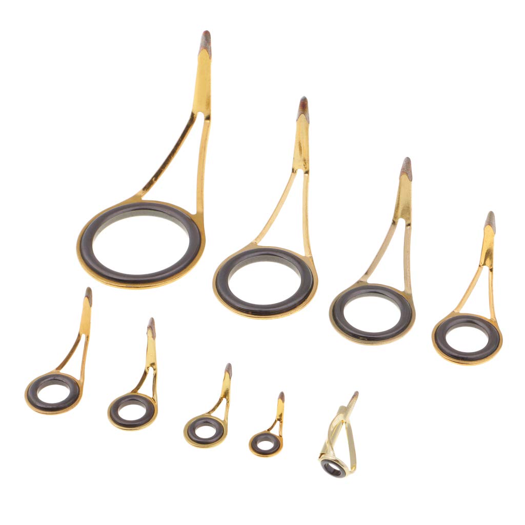 18 Pieces Fishing Rod Guides Tip Set for Rod Building Repair Kit 9 Sizes