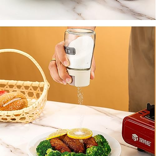 2 Pcs Adjustable Salt and Pepper Shakers,Spice Dispenser ,Glass Salt Dispenser,Each Press 0.5g Salt Healthy Intake (A)