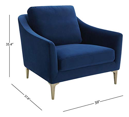 Amazon Brand – Rivet Alonzo Contemporary Velvet Living Room Accent Chair, 39"W, Blue