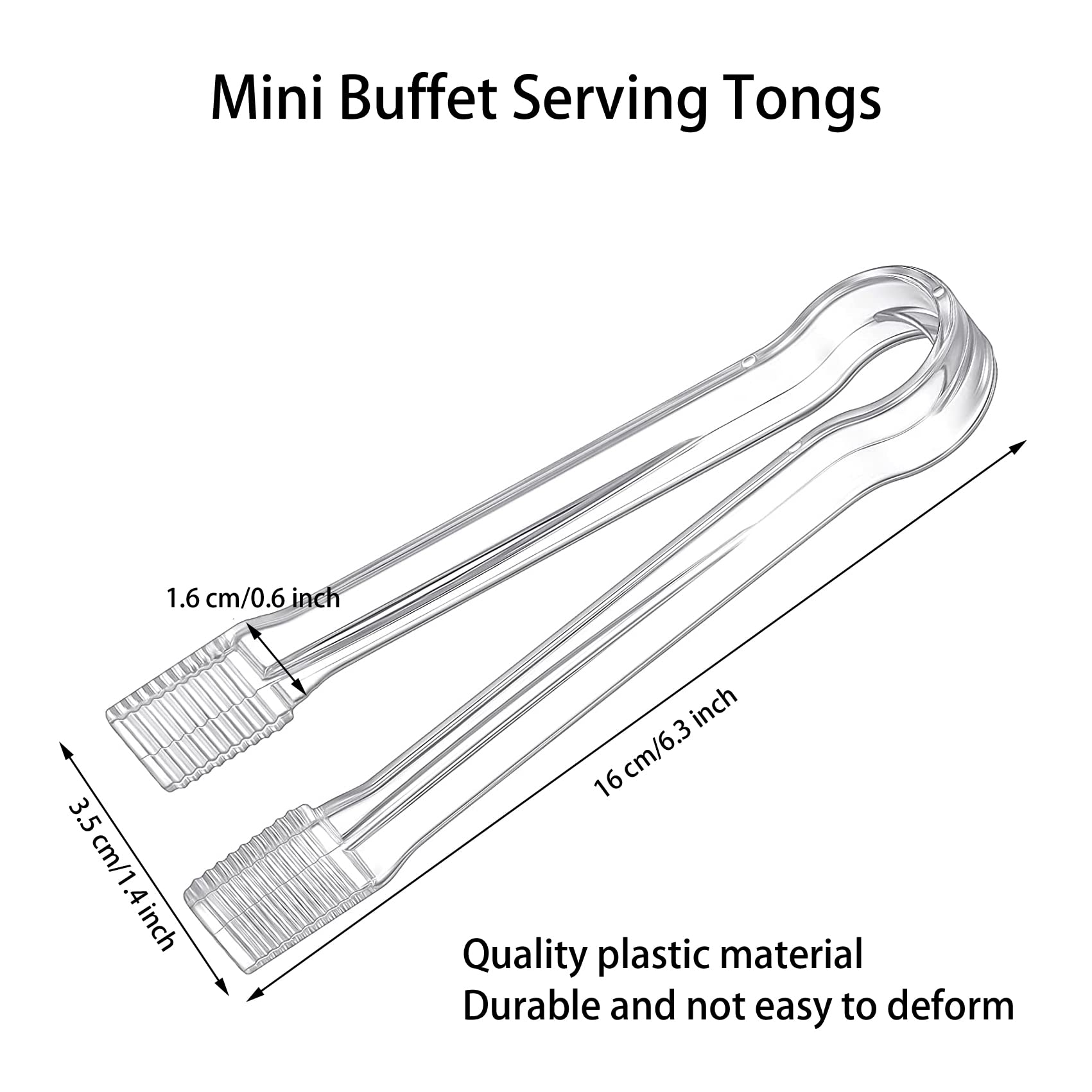 10 Pcs Plastic Serving Tongs, 6.3 Inch Mini Clear Plastic Tongs for Appetizers, Serving Food, Ice Cube, Tea, BBQ, Candy