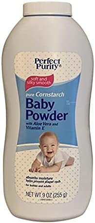 Perfect Purity (Pure and Silky Smooth) Pure Cornstarch Baby Powder with Aloe and Vitamin E, 9 oz. (Pack of 2)