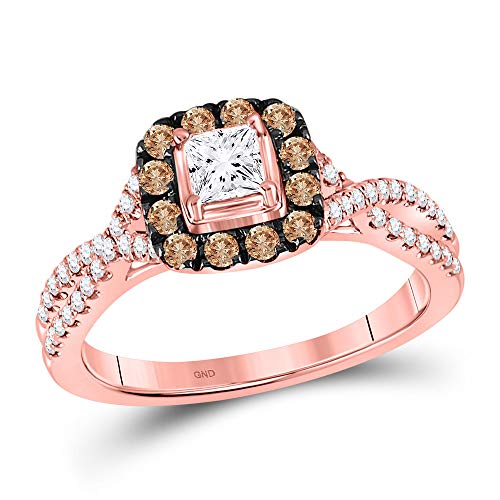 14kt Rose Gold Princess Diamond Solitaire Bridal Wedding Engagement Ring 3/4 Cttw