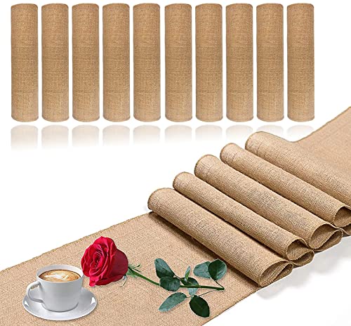 5 Pack Burlap Table Runners, 12 x 71 Inch Rustic Table Runner Farmhouse Table Decor, Burlap Woven Fabric Placemats Rustic Long Roll Home Decor for Outdoor Wedding and Dinner