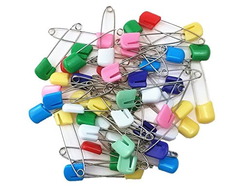 AEXGE Plastic Head Baby Safety Pin Diaper Pins 1.5inch Cloth Nappy Safety Pins,Pack of 100 (White)