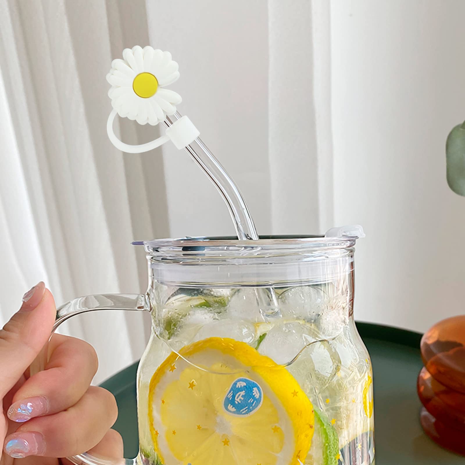 12 Pcs Silicone Straw Plug Reusable Straw Cover Cap Cute Cartoon Straw Tips Seal Splash Proof Straw Protector Caps Dust-proof Cup Straw Accessories for 6-8mm Straws