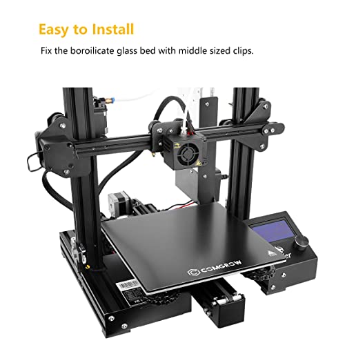2PCS Upgraded Tempered Glass Plate with Bed Clips and Comgrow 3D Printer PLA Filament 1KG 1.75mm Spool White Color