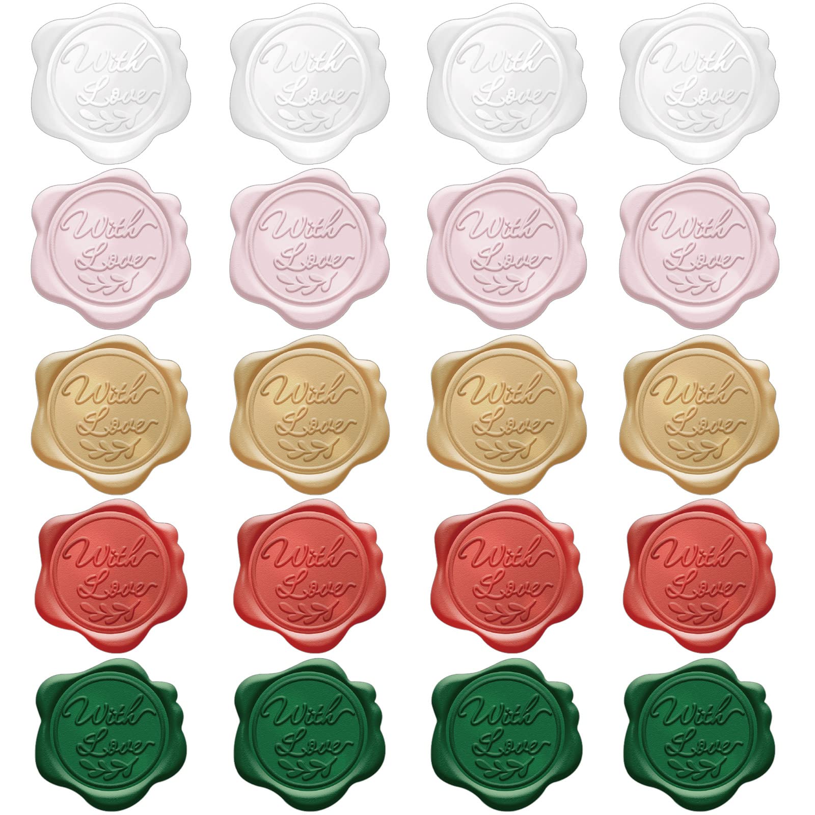 750 Pieces Valentine's Day Stickers with Love Sign 1.18 Inch Embossed Stickers Self Adhesive Labels Wax Seal Stickers for Valentines Wedding Invitation Envelope Cards Party Gifts Decoration