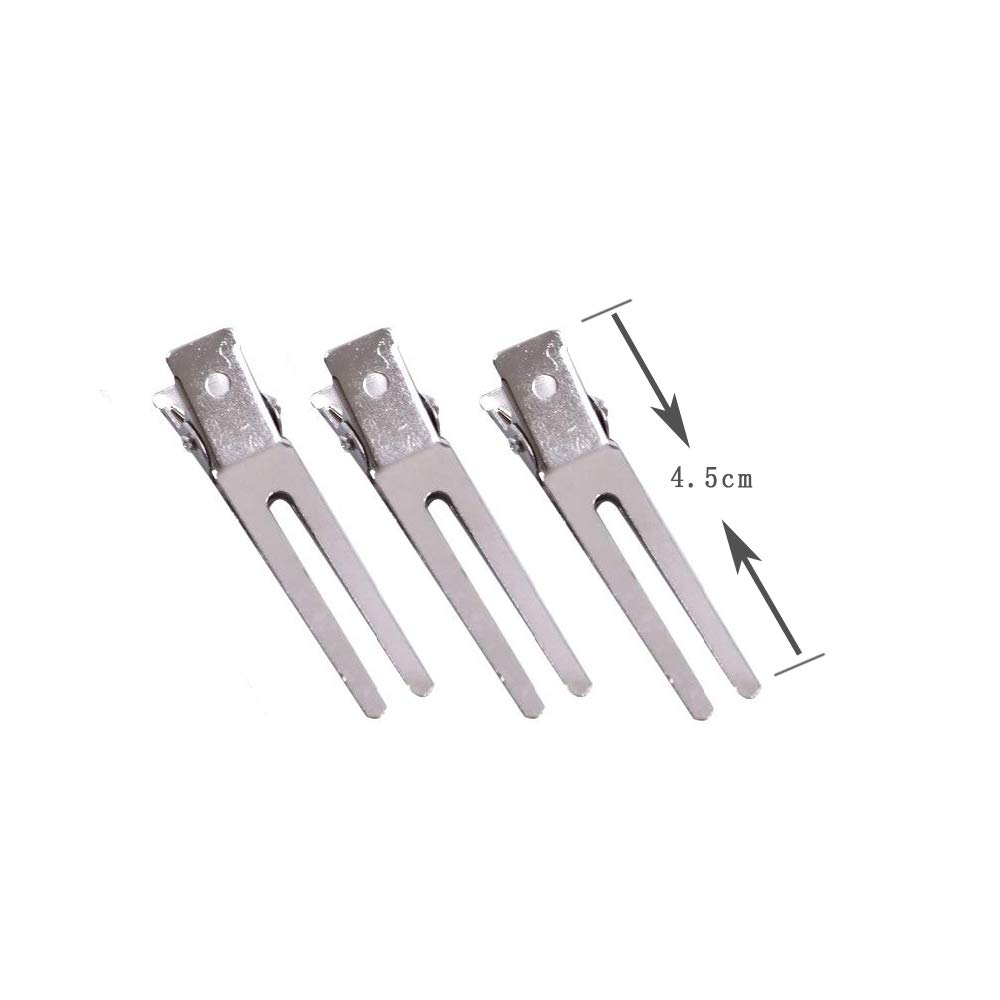 50 Pcs Double Prong Hair Clips Curl Clips 1.77 Inches Metal Alligator Hair Pins Styling Clips for Salon Hair Extensions