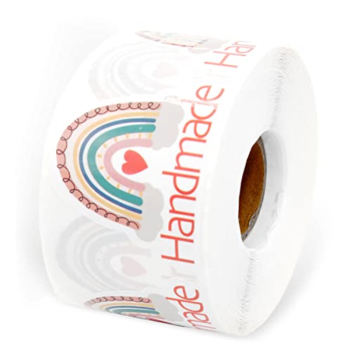 Wailozco Handmade Rainbow Stickers,Thank You Stickers,Handmade Stickers,Small Shop Stickers,Envelopes Stickers for Small Business, Online Retailers,Handmade Goods,500 Labels Per Roll