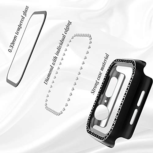 Recoppa Compatible for Apple Watch Case with Screen Protector for Apple Watch 44mm Series 6/5/4/SE, Bling Crystal Diamond Rhinestone Ultra-Thin Bumper Full Cover Protective Case for Women Girls iWatch