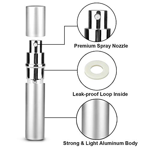 Zingso Refillable Travel Perfume Atomizer Bottles, 3 Pcs 10ml Mini Portable Spray Bottles Refillable Perfume Aftershave Atomizer Empty Travel Bottles with Funnel (10ml (Black+Silver+Pink))