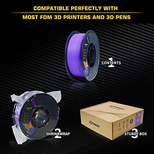 LOTMAXX PLA Filament 1.75mm PLA 3D Printer Filament, 1kg Spool (2.2lbs), Dimensional Accuracy +/- 0.03mm, Fit Most FDM Printer(Yellow)