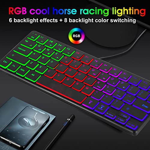 64 Keys Gaming Keyboard Mini Mechanical Illuminated Compact Ergonomic Game Waterproof Three-Color for Typist Travel Business Windows