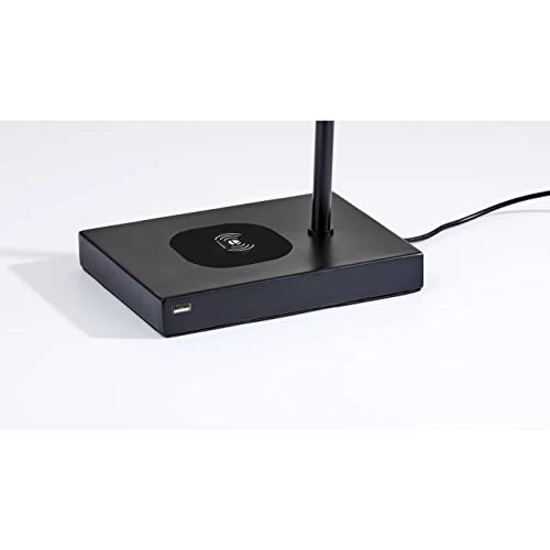 Adesso 4217-01 Collette LED Desk Lamp Wireless Charging, 7W LED, 5W QI, USB Port, Indoor Lighting Lamps , Black