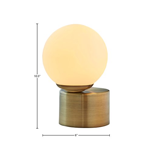 Amazon Brand β Rivet Modern Glass Globe Living Room Table Desk Lamp With LED Light Bulb - 7 x 10 Inches, Brass Finish