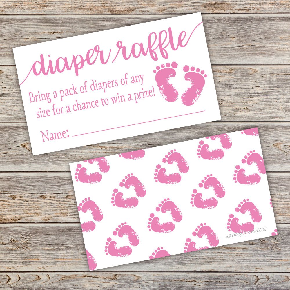 50 Pink Baby Feet Diaper Raffle Tickets - Girl Baby Shower Game