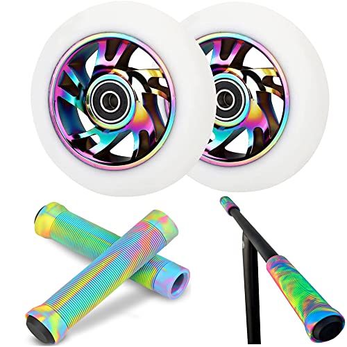 110mm Scooter Wheels Pair - 2pcs Neo 110mm Pro Stunt Scooter Replacement Wheels with ABEC-9 Bearing | Bearings Installed - Quality Scooter Wheels for Smooth Ride