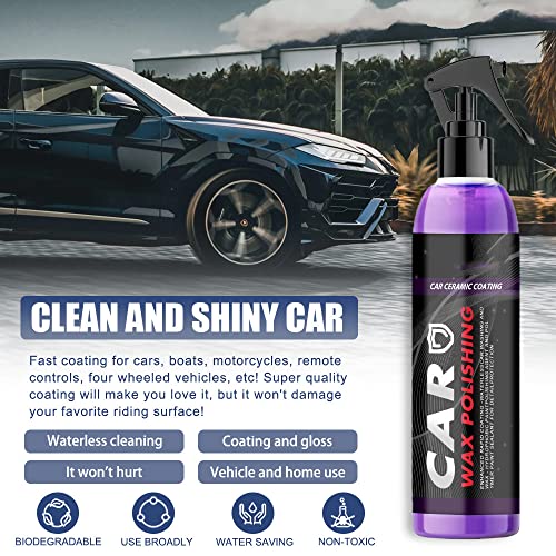 3 in 1 High Protection Quick Car Coating Spray,Car Paint Restorer Wax Polishing Agent with Sponge (100ML)