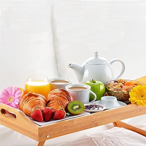 PENGKE Bed Tray Table with Foldable Legs,Breakfast Serving Tray,Bamboo Bed Tray with Legs for Eating,Working