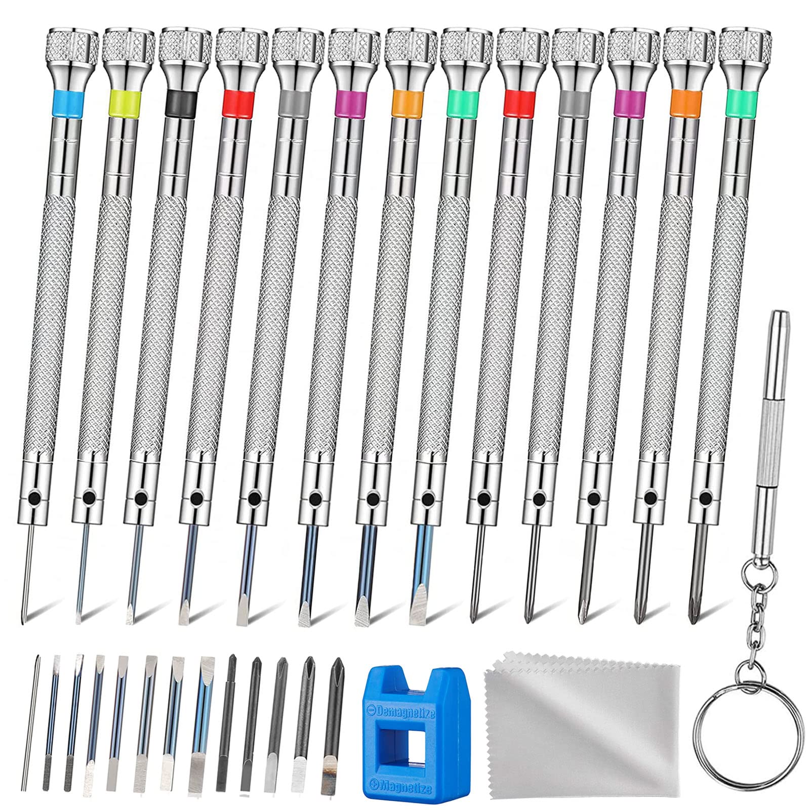 13PCS Professional Watch Screwdriver Set, SHEGATO Micro Precision Glasses Repair Kit, with 13PCS 0.2-2.0MM Extra Replace Blades, for Eyeglass Sunglass Watchmaker Jewelry Computer Phone Small Tools