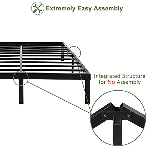 45MinST 18 Inch Maximum Storage Bed Frame/Reinforced Platform /3500lbs Heavy Duty/Easy Assembly/Mattress Foundation/Steel Slat/Noise Free, Queen