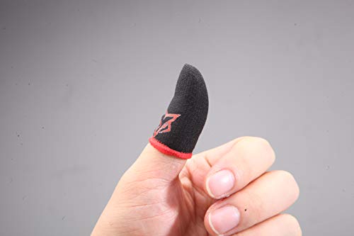 Mobile Game Controller Finger Sleeve Sets [6 PCs],Anti-Sweat Breathable Touchscreen Finger Sleeve for Mobile Phone Games for PUBG/Mobile Legends/Knives Out(Black Red)