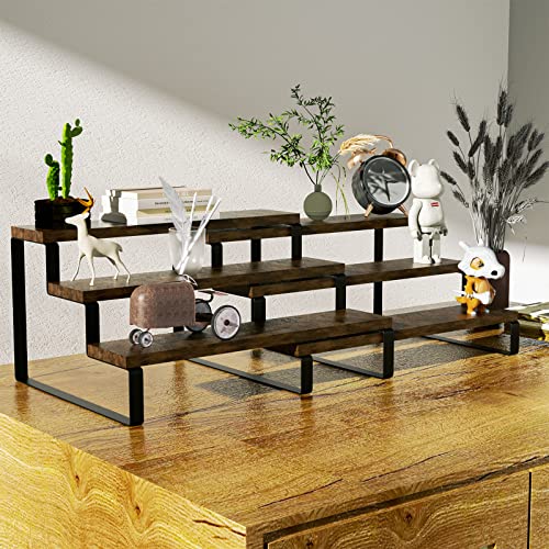 2 Pack 3 Tier Expandable Spice Rack Organizer (13.8β to 26β)Display Riser Stand, Kitchen Cabinet Countertop Pantry Coffee Bar Display Shelf for Spice, Liquor, Perfume, Makeup, Figure, Dolls Collection