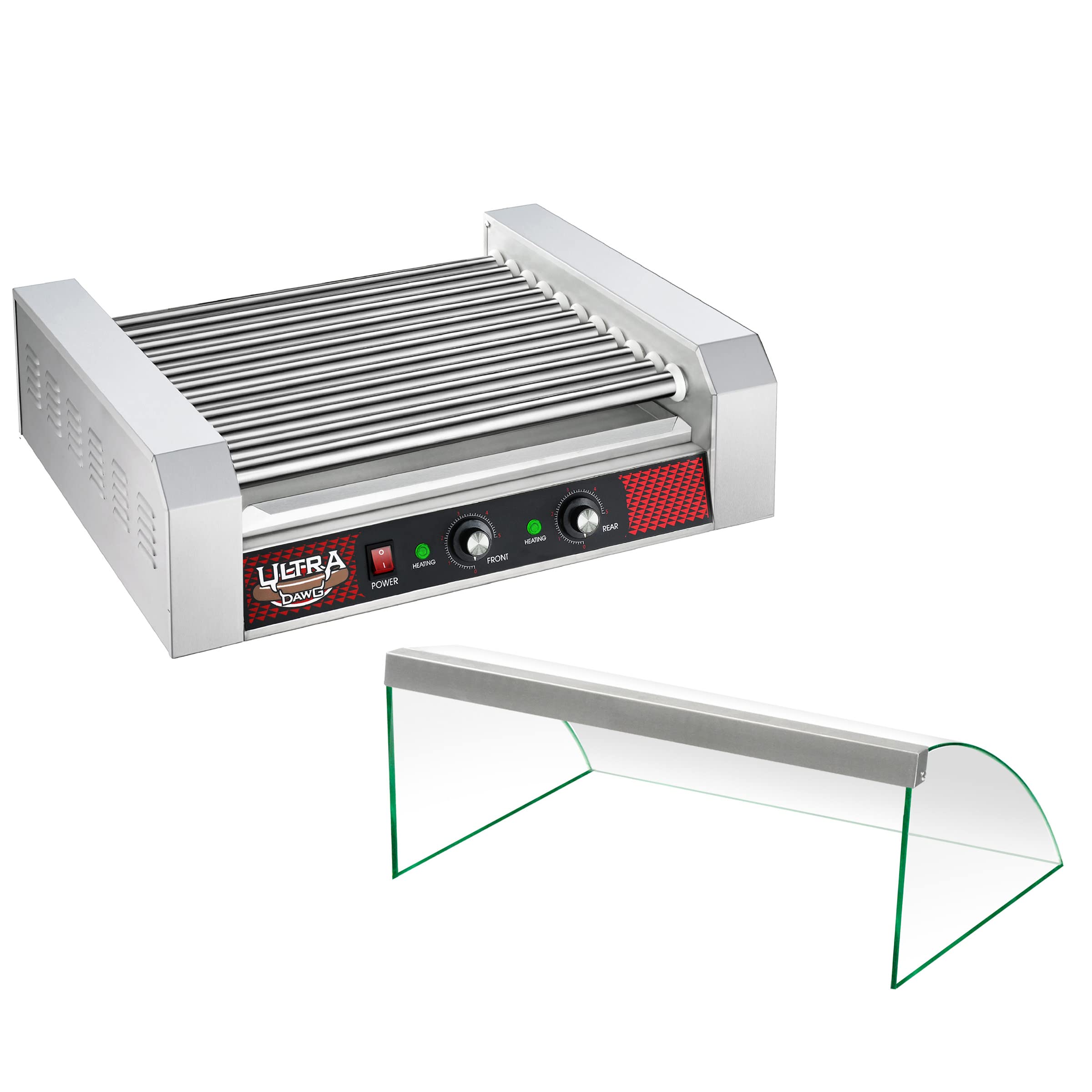 11 Roller Hot Dog Machine with Tempered Glass Cover β Countertop Hot Dog Roller Makes Up to 30 Hotdogs, Brats, or Sausages by Great Northern Popcorn