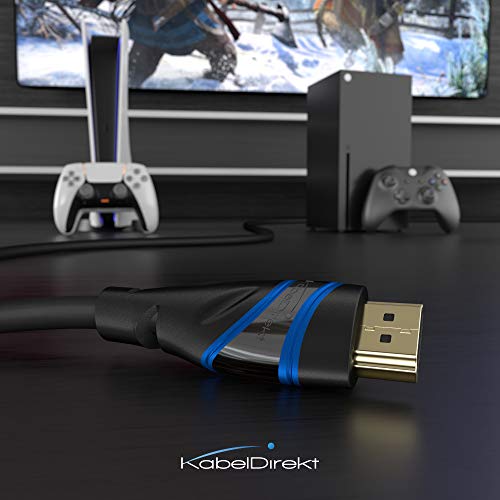 KabelDirekt – 8K HDMI Cable, HDMI 2.1 – 6ft – Certified HDMI Cable for PS5 and Xbox Series X/S – Developed in Germany (Ultra High Speed HDMI Cable for 8K@60Hz, PC/Console and Monitor/TV – Blue/Black)