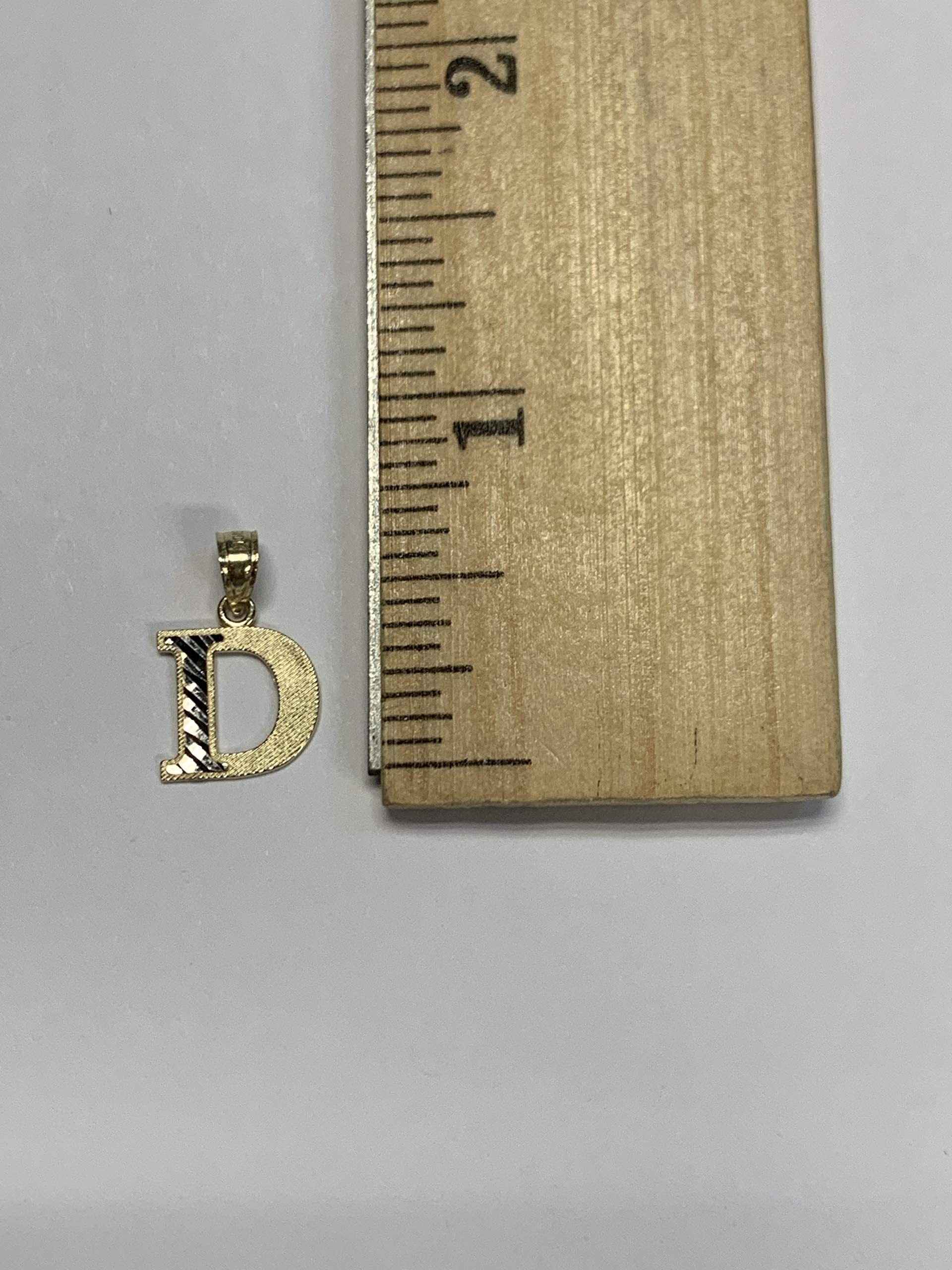 10k Real Solid Gold Two Tone Initial Pendant with Diamond Cut Finish, Available in Different Letters Personalized Letter Jewelry Gifts for Her (D)