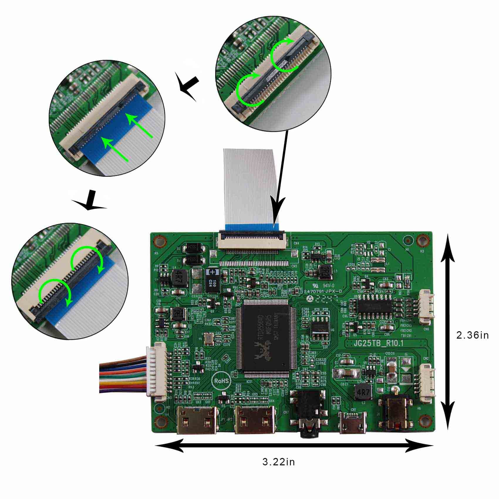 VSDISPLAY 12.6" NV126B5M-N41 12.6inch 1920X515 LCD Screen Work with 2 HD-MI Mini LCD Controller VS-RTD2556HM-V1