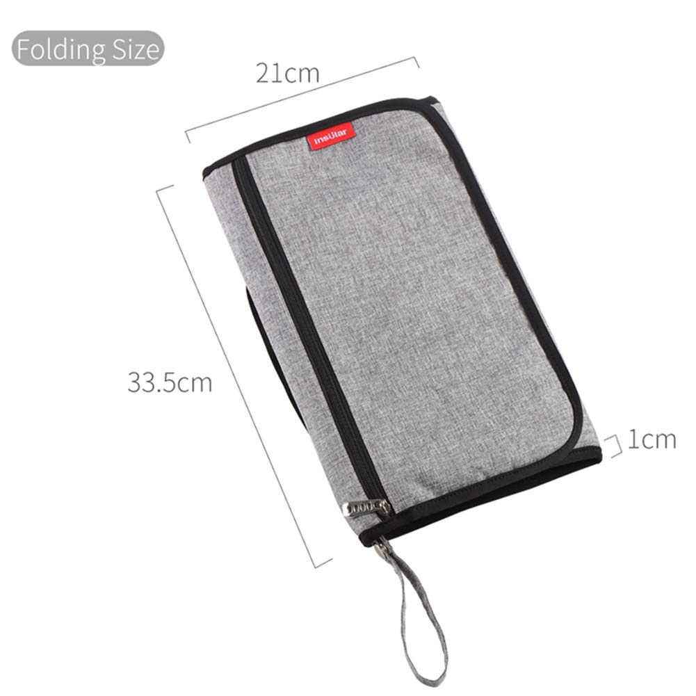 AIMIUKIDS Baby Diaper Changing Pad with Built-in Head Cushion for Stroller Walks or Diaper Bag, Fits Newborn and Toddler for Quick Change on The go 2 Pack Red & Grey