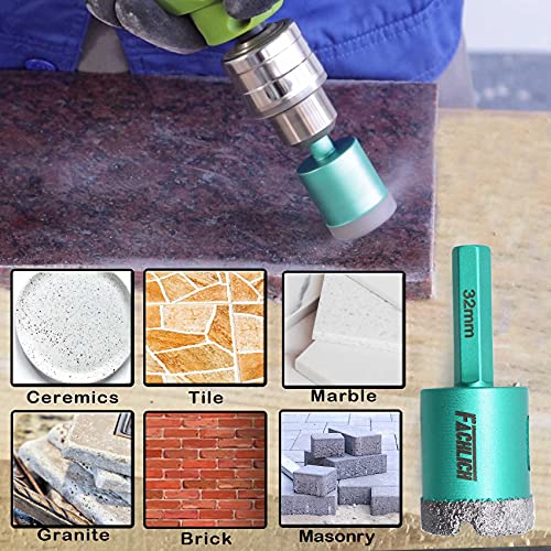 FACHLICH Dry Diamond Drill Bits,Diameter 5/6"(22mm) with Hex Shank Connection for Granite Marble Tile Porcelain Ceramic Hard Materials