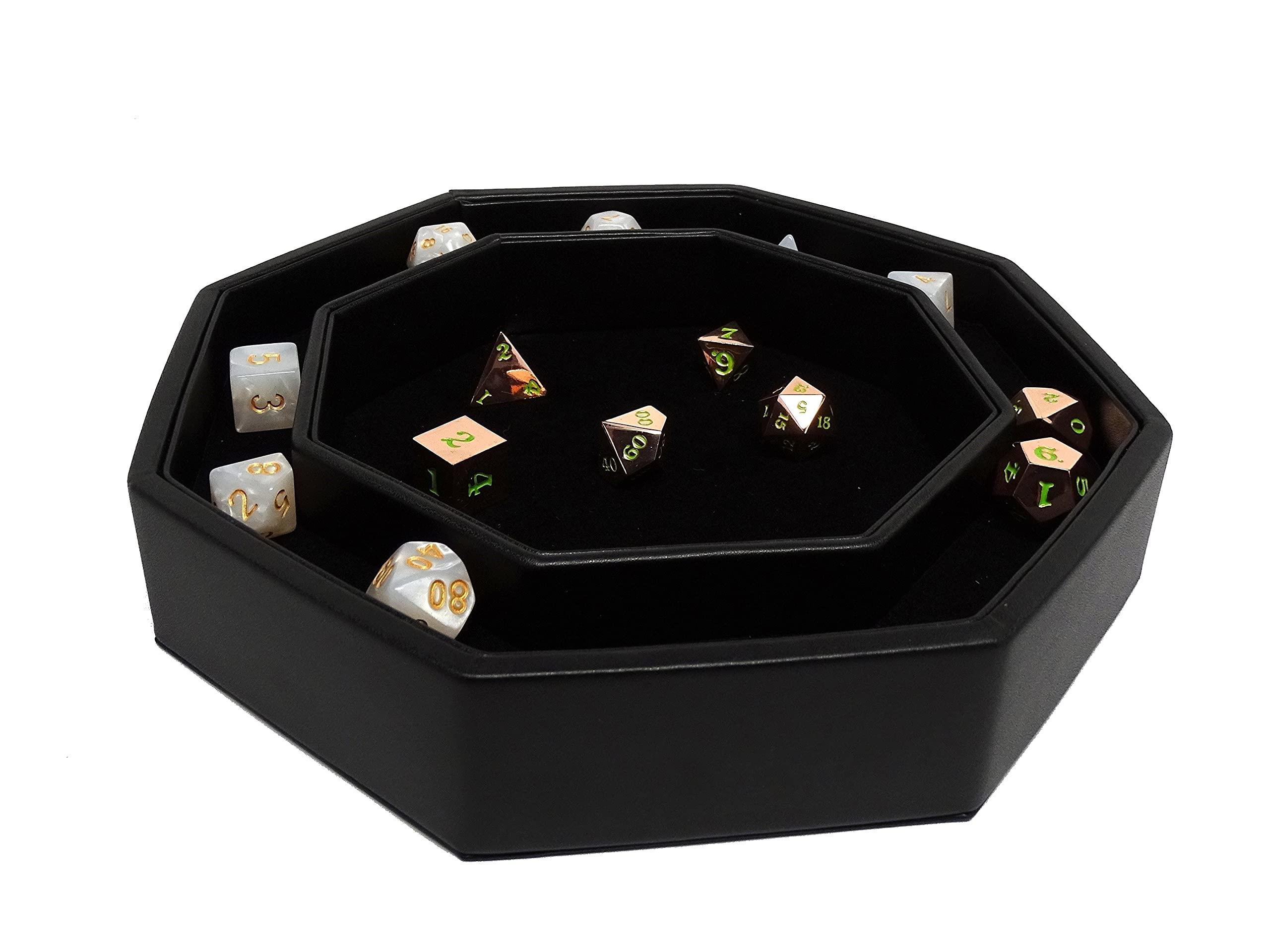 8 Inch Dice Tray with Lid and Dice Staging Area Tabletop Dice Games (Raven)