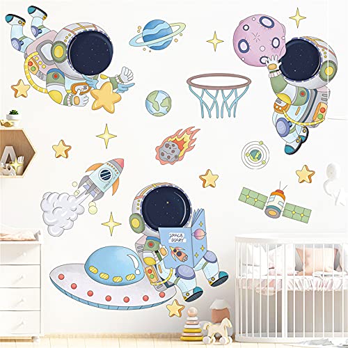 Astronaut Wall Stickers, Wall Decoration for Bedroom Living Room Kid's Room Kindergarten, Art DIY Home Decor Mural Decals for Wall Window Door Cabinet Corridor NASA Wall Stickers (Astronaut 10)