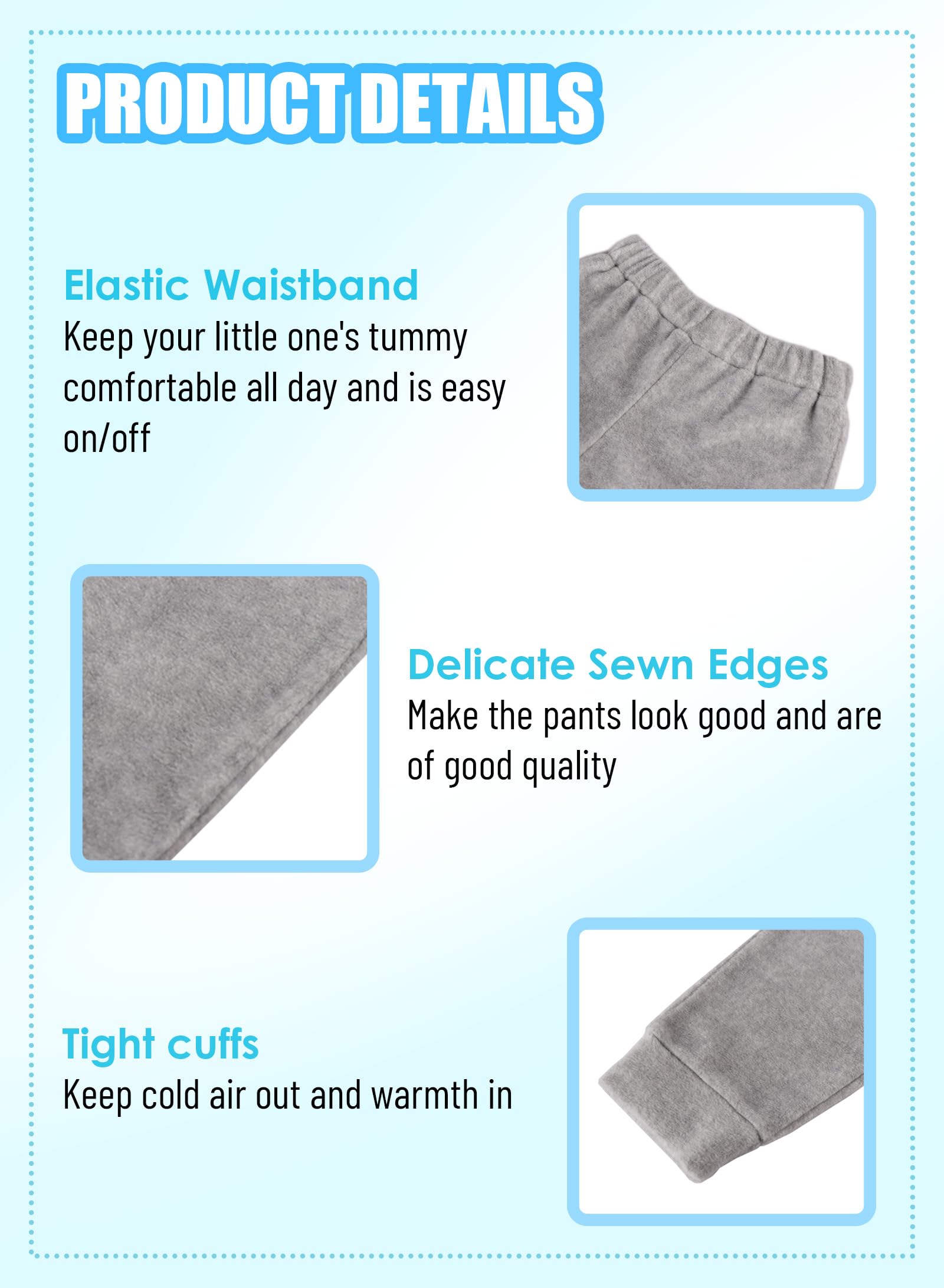 GLASH Kids Toddler Boys Girls Unisex Sweatpants,4pcs Casual Heated Micro Fleece Winter Pants, Triangle 2T