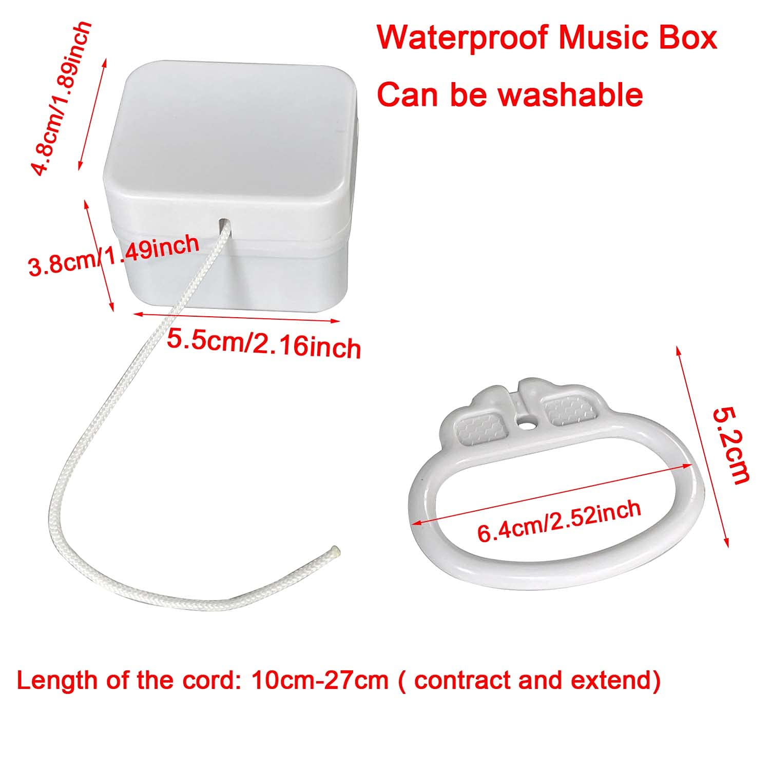 Brahms Lullaby Pull String Music Box, Washable Crib Bed Bell Windup Musical Box Toy Gift for Baby Kids Children