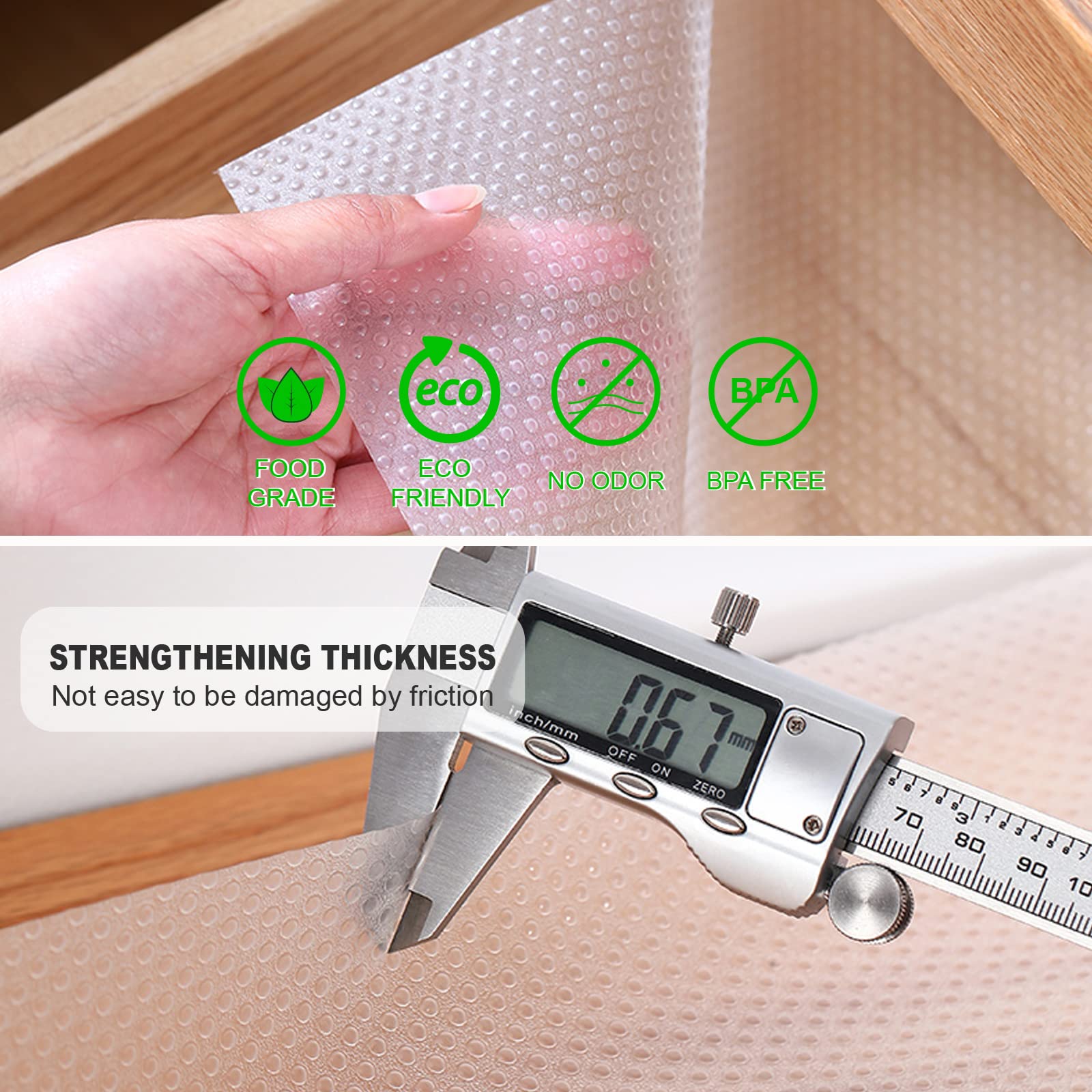 12 Inx20 FT Shelf Liner, Non-Slip Cabinet Liner, Washable, Oil-Resistant and Moisture- Resistant Non-Stick Drawer Shelf Liner, Suitable for cabinets, Shelves, refrigerators, storerooms, desks(White)