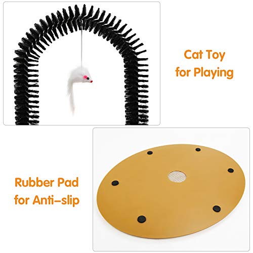 Cat Scratcher,Cat Arch Self Groomer for Indoor Cats,Cat Scratching Post,Pet Face Head Self Grooming Brush,Kitten Hair Massaging Rubbing Brush for Shedding with Bristle & Interactive Hanging Toy