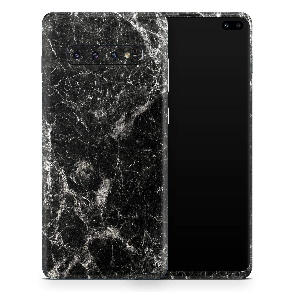 DesignSkinz Black Scratched Marble Protective Vinyl Decal Wrap Skin Cover Compatible with The Samsung Galaxy S20 (Screen Trim & Back Glass Skin)