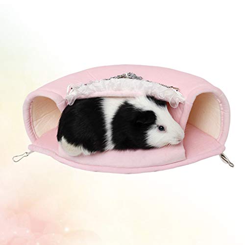 Balacoo Rat Hamster Bed Tunnel Winter Warm Fleece Small Pet Squirrel Hedgehog Chinchilla Rabbit Guinea Pig Bed House Cage Nest Hamster Accessories (Pink, Size S)