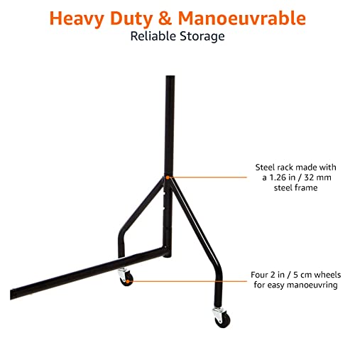 Amazon Basics Heavy Duty Rolling Garment Rack, Hanging Clothes Organizer Rail for Display and Storage, 48 x 60 Inches - Black