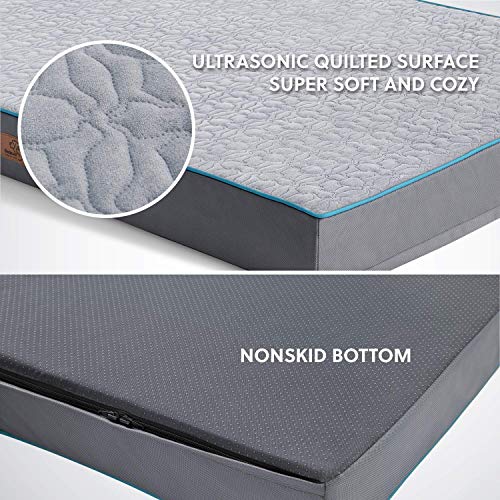 Bedsure Orthopedic Dog Bed for Extra Large Dogs - XL Memory Foam Dog Beds, 2-Layer Thick Pet Bed with Removable Washable Cover and Waterproof Lining (44x32x4 Inches), Grey