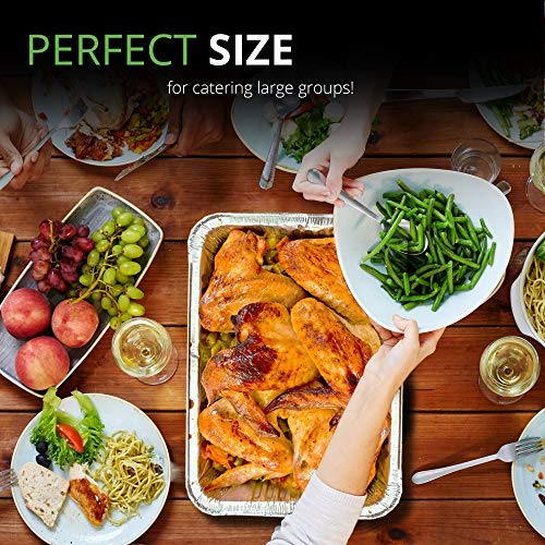 21x13 Aluminum Pans (20 Pack) Durable Full Size Deep Aluminum Foil Roasting & Steam Table Pans - Deep Pan for Catering Large Groups - Disposable Pans Great for Cooking, Heating, Storing, Prepping Food