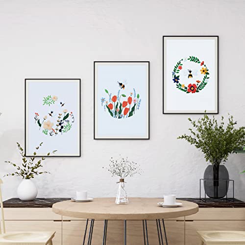 5 Sets Embroidery Starter Kit with Patterns and Instructions Bee Flower Cross Stitch Set for Beginners DIY Adult Kids (as Pictures Shown)