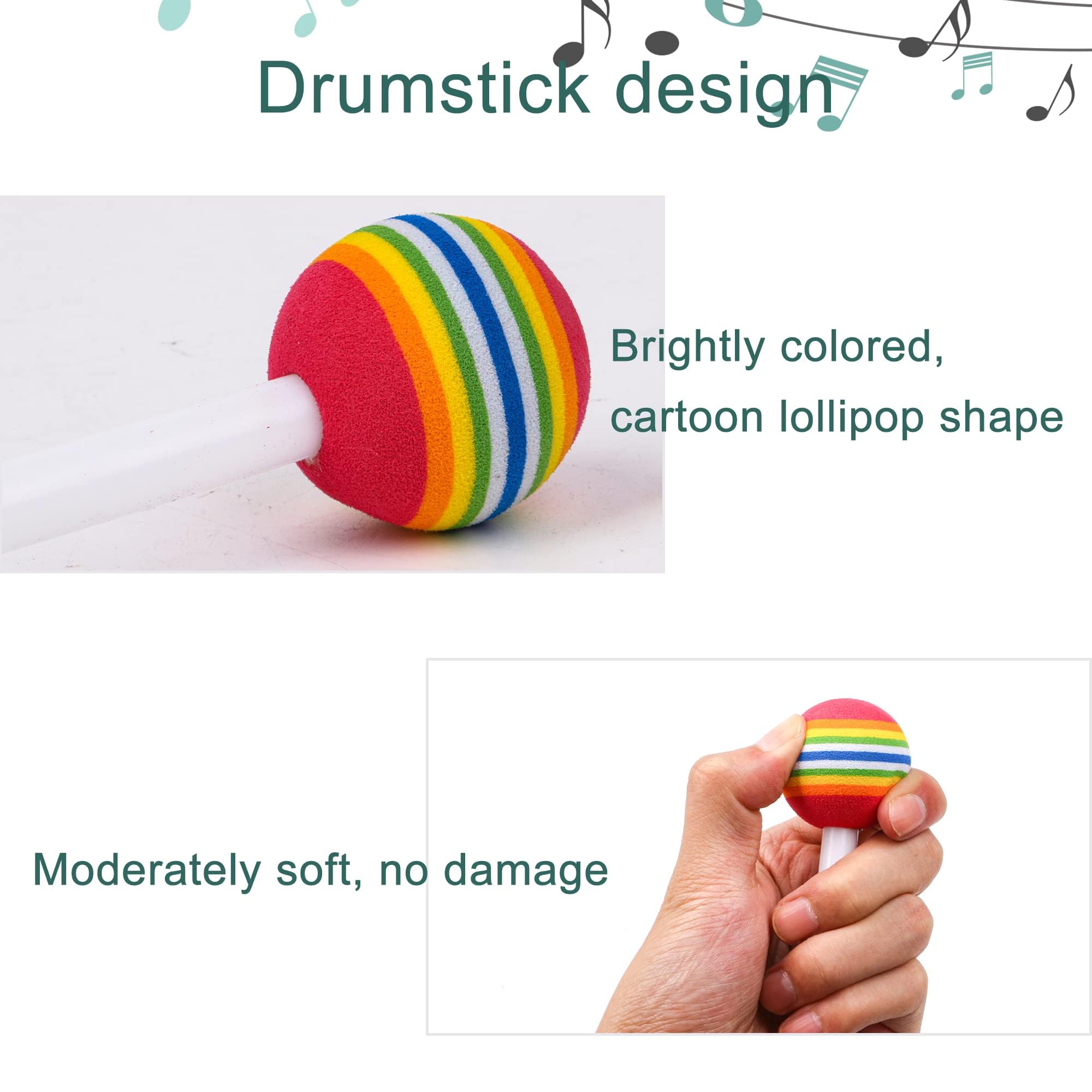 10pcs Multicolor Lollipop Shape Percussion Hand Drum Dia 20cm with Hammers
