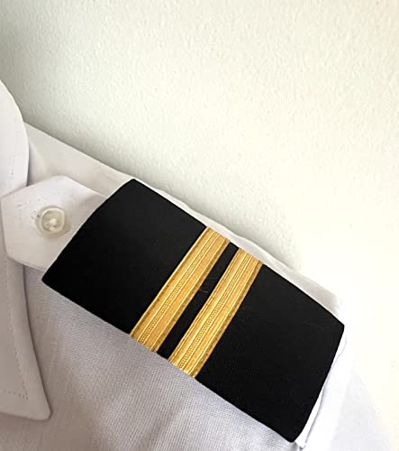 Pilot Epaulettes (Gold 2 Stripes) Made for Professional Look 2/3 bar Silver/Gold