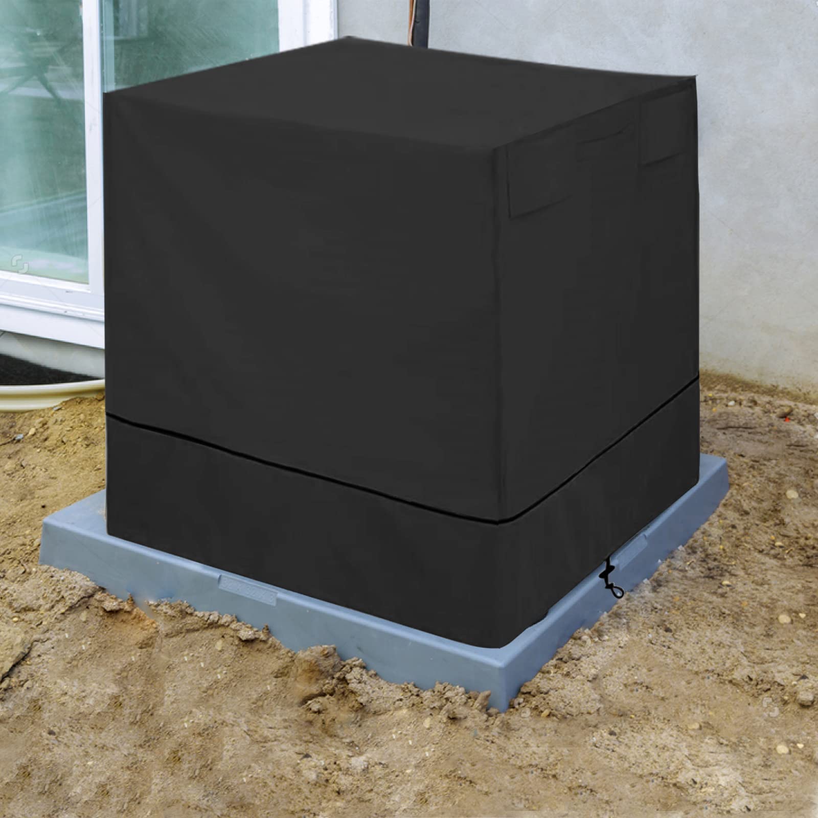 Air Conditioner Covers for Outside Units, Uranshin 36 Inch Square A/C Unit Winter Weather Protector, Heavy Duty 600D Outdoor Central AC Cover with Air Vents, Waterproof AC Defender Cover 36 x 36 x 39
